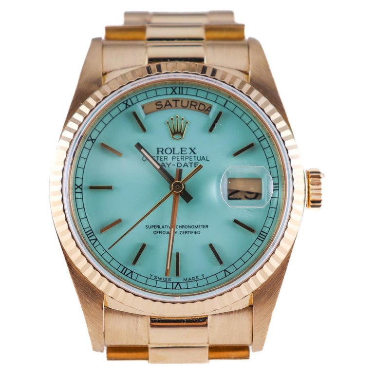 Rolex 18 Karat, Gold President with Custom Tiffany Blue Dial, 1987 For ...