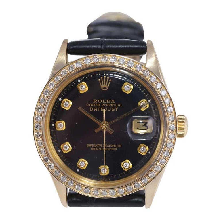 Rolex 18Kt. Solid Gold Datejust with Custom Aftermarket Bezel and ...