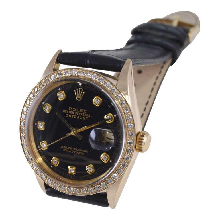 Rolex 18Kt. Solid Gold Datejust with Custom Aftermarket Bezel and ...