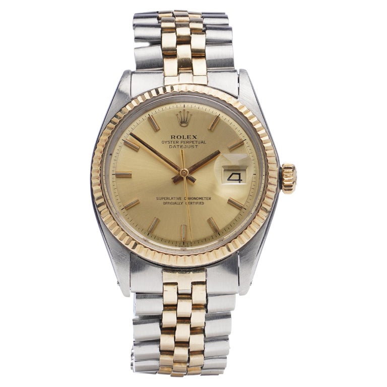 Rolex 18kt. Yellow Gold and Stainless Steel, Oyster Perpetual Datejust, 1601 For Sale at 1stDibs