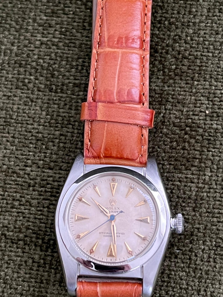 Rolex 1950s Bubble Back Oyster Perpetual in Mint Condition at 1stDibs