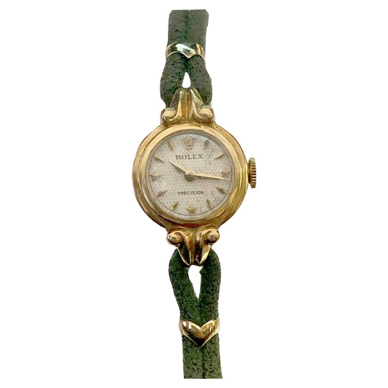Rolex 1950s Ladies Gold Wrist Watch with Honeycomb Star Dial and ...