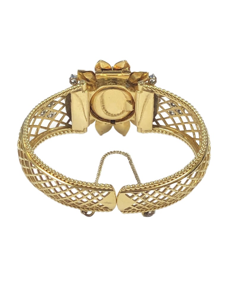 Rolex 1950s Ladies Yellow Gold and Diamond Covered Surprise Cuff ...