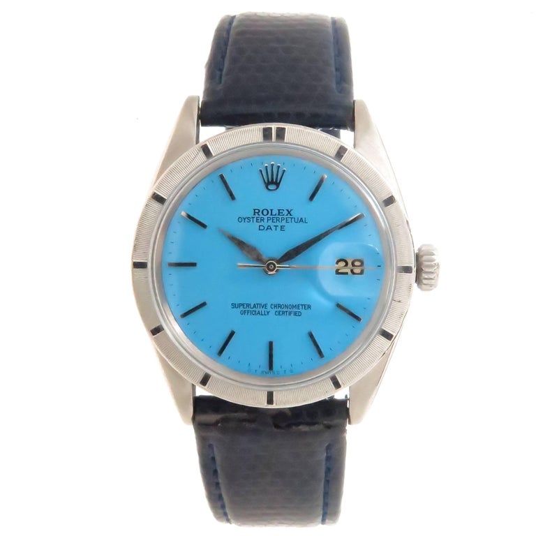 Rolex Stainless Steel Date Custom Color Automatic Wristwatch, 1950s at ...