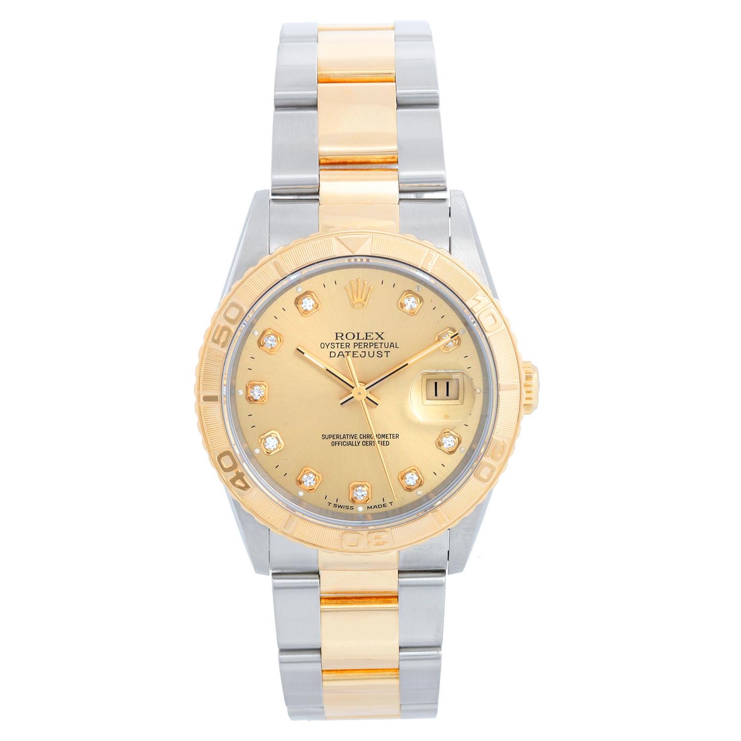 Rolex 2-Tone Turnograph Men's Steel and Gold Watch Champagne Dial 16263 ...