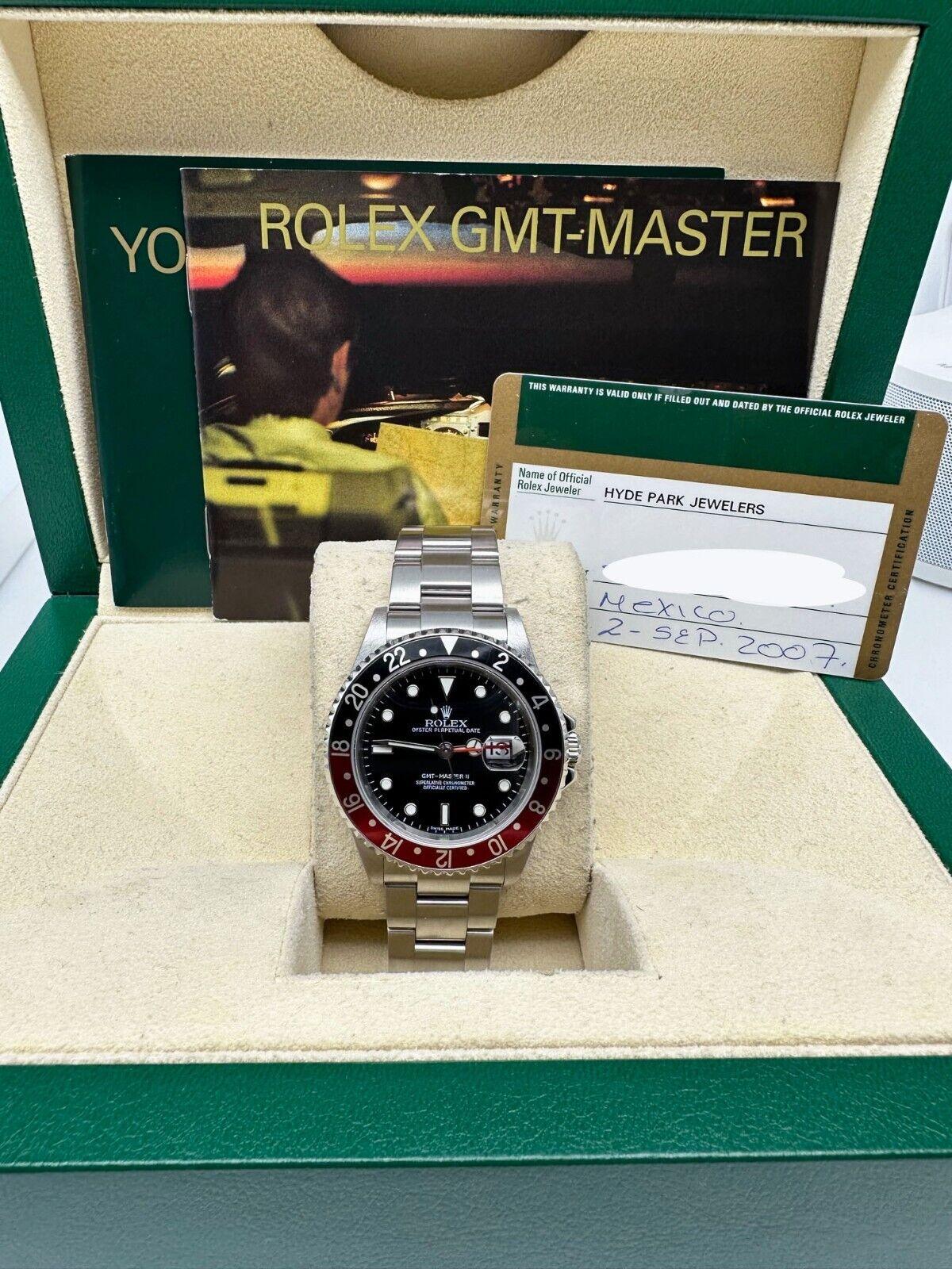 Rolex 2007 16710 GMT Master ii 3186 Calibre Movement Coke Error Dial ...