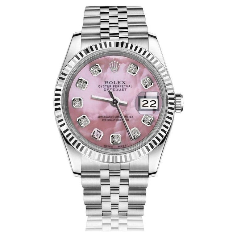 Rolex 26mm Datejust Pink MOP Mother Of Pearl Dial with Diamond Accent ...