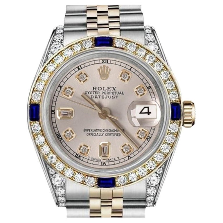 Rolex Datejust Two Tone 8 + 2 Diamond Accent Bezel + Lugs + Sapphire ...