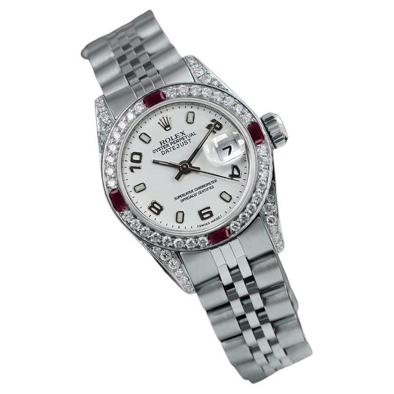 Rolex Datejust White Color Dial Stainless Steel Watch with Diamonds and ...
