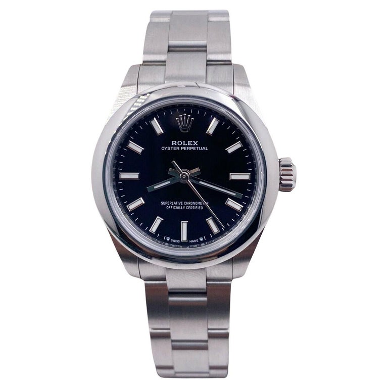 Rolex 276200 Ladies Oyster Perpetual Black Dial Stainless 28mm Box ...