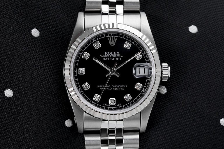 Rolex Datejust Black Color Dial with Diamond Accent and Deployment ...
