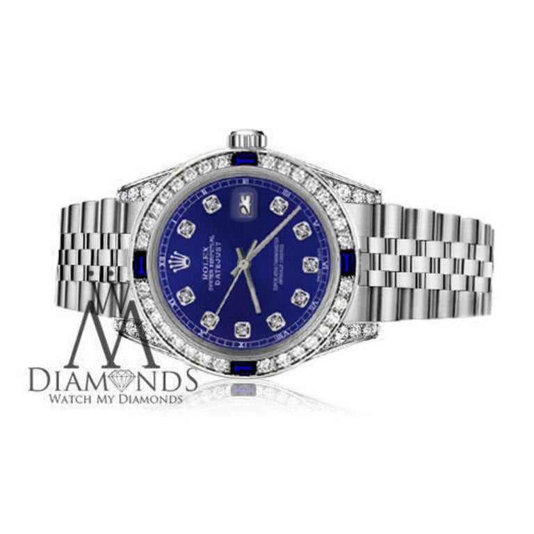 Rolex Datejust Blue Diamond Dial Bezel with Sapphires and Diamond Lugs ...