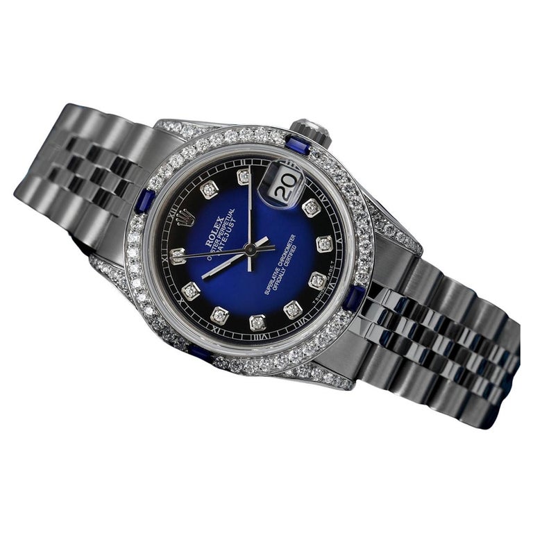 Rolex Datejust Blue Vignette Diamond Dial with Sapphires and Diamonds ...