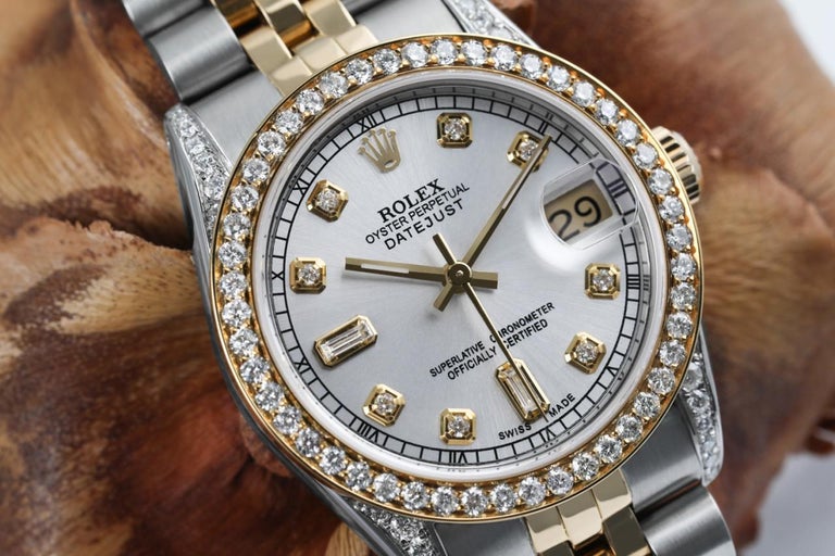 Rolex 31mm Datejust Two Tone Diamond Bezel and Lugs Silver Color Dial ...