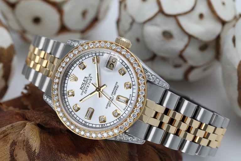 Rolex 31mm Datejust Two Tone Diamond Bezel and Lugs Silver Color Dial ...