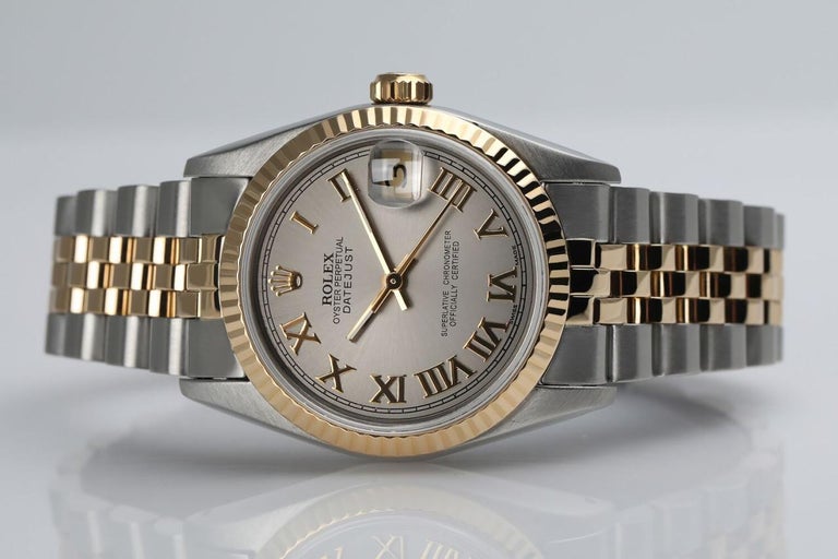 Rolex Datejust Two Tone Women's Vintage Slate Grey Roman Numeral Dial ...