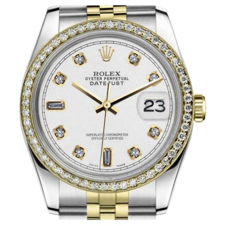 Rolex Datejust Vintage Diamond Bezel White Color Dial with Baguette ...