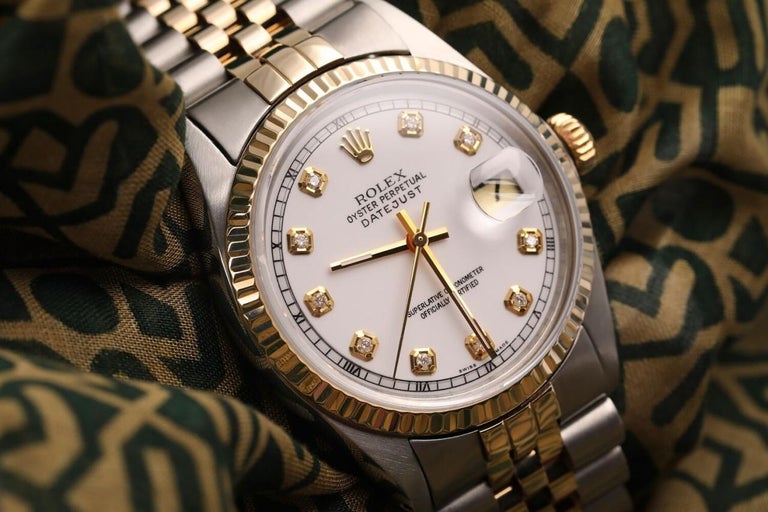 Rolex Datejust Women's Vintage Two Tone White Color Dial with Diamond ...
