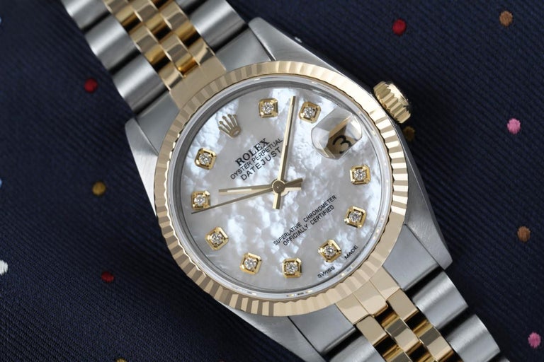 Rolex 31mm Datejust Women's Vintage Two Tone White MOP Mother of Pearl ...