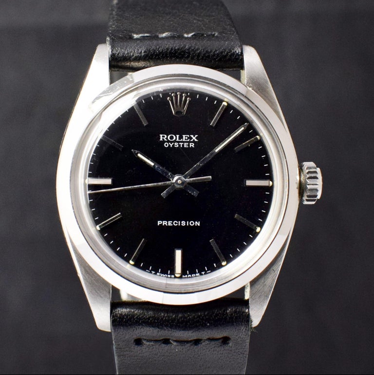 Rolex Oyster Precision Manual Wind Steel Black Dial 6426 Watch 1960 For ...