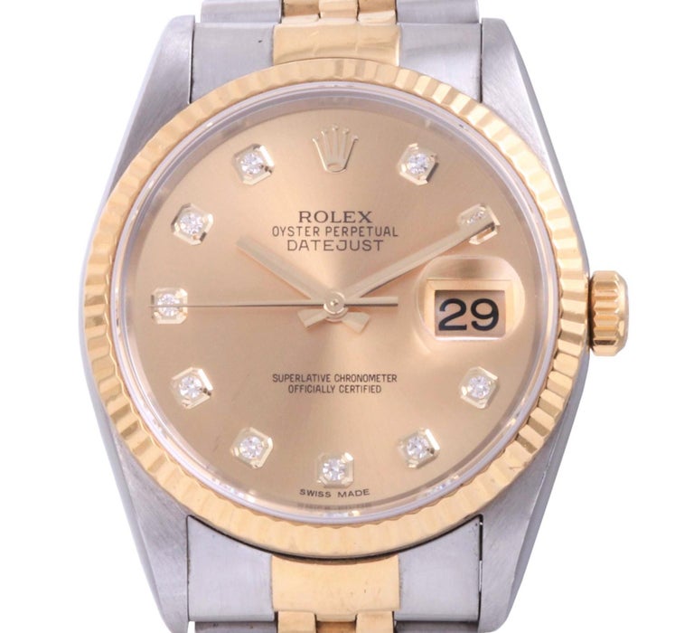 Rolex Datejust 16013 Champagne Diamond Jubilee For Sale at 1stDibs