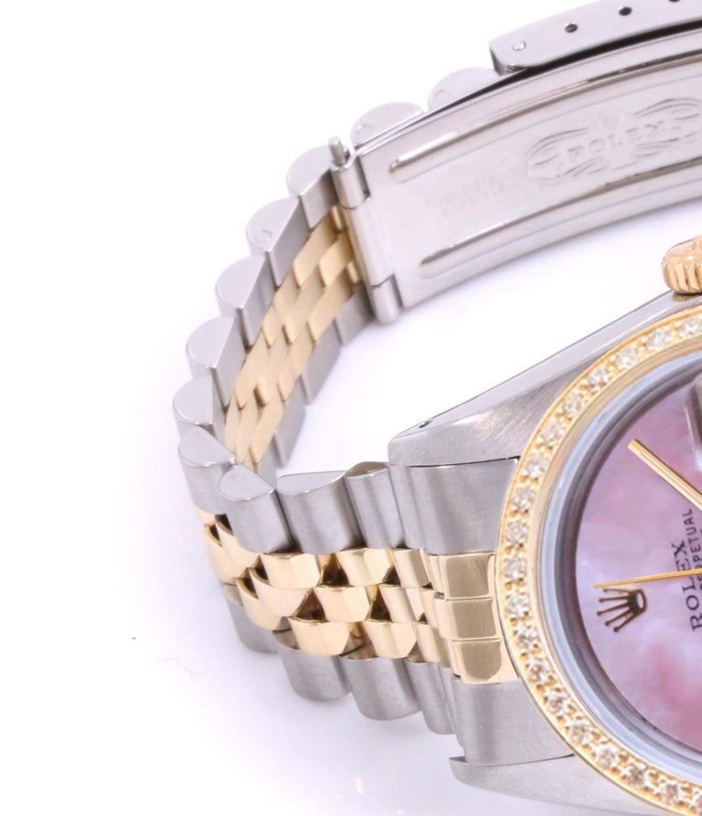 Rolex 36mm Datejust 16013 Pink MOP Diamond Jubilee For Sale at 1stDibs