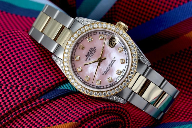 Rolex Datejust 2 Tone Pink MOP Dial with Diamond Accent Bezel + Lugs ...