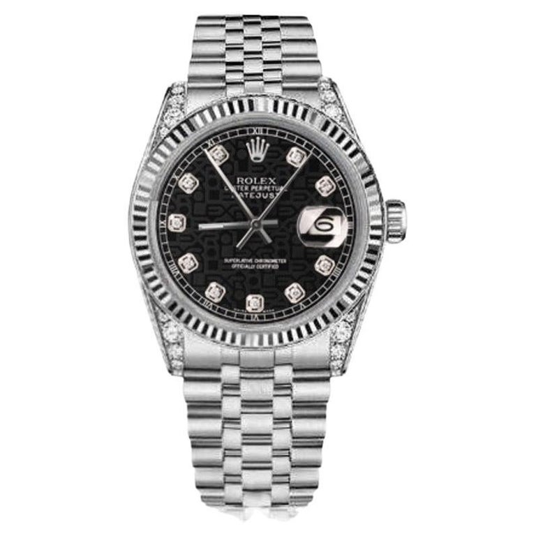 Rolex Datejust Discreet Jubilee Design Black Diamond Dial 18k WG Bezel ...
