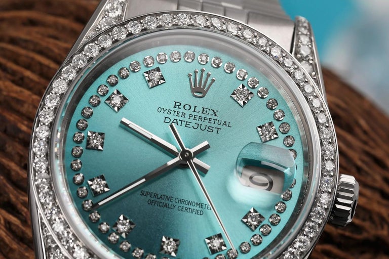 Rolex Datejust Ice Blue Two Row Diamond Face Excellent Pre-Owned Watch ...