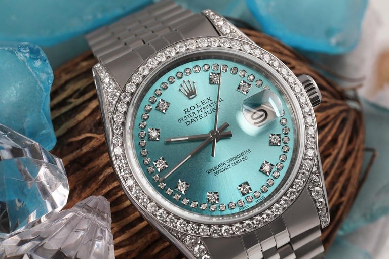 Rolex Datejust Ice Blue Two Row Diamond Face Excellent Pre-Owned Watch ...