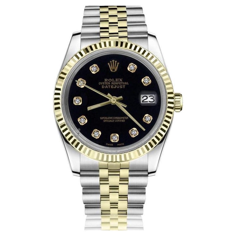 Rolex Montre Datejust Jubilee à cadran cannelé en or jaune 18 carats et ...