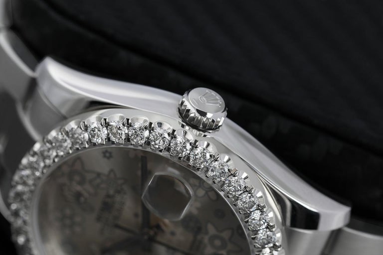 Rolex Datejust New Style Custom Diamond Bezel, Silver Flower Dial ...