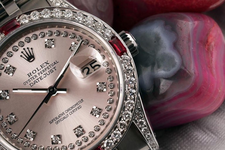 Rolex 36mm Datejust Ruby and Diamond Bezel with Pink Two Row Diamond ...