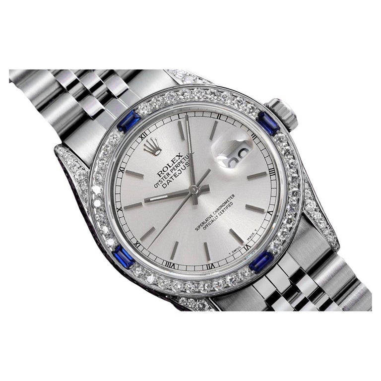Rolex 36mm Datejust Silver Index Dial Diamond Lugs + Sapphire and ...