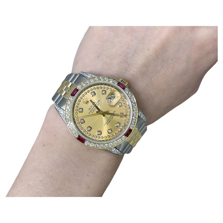 Rolex Datejust Two Tone Jubilee Champagne Color String Diamond Accent ...