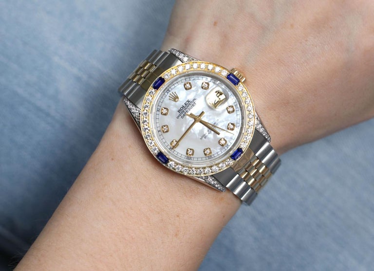 Rolex Datejust White MOP Dial Diamond Accent Bezel + Lugs + Sapphire ...