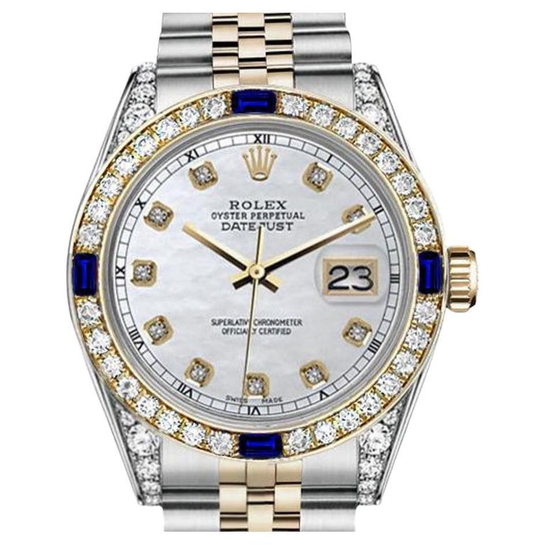Rolex Datejust White MOP Dial Diamond Accent Bezel + Lugs + Sapphire ...