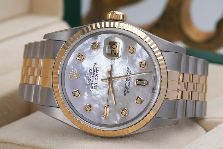 Rolex Datejust White Mother of Pearl with Baguette and Round Diamond ...