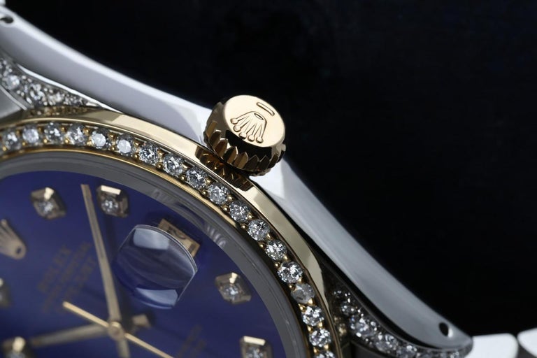 Rolex Oyster Perpetual Datejust Diamond Bezel and Lugs Blue MOP Dial ...