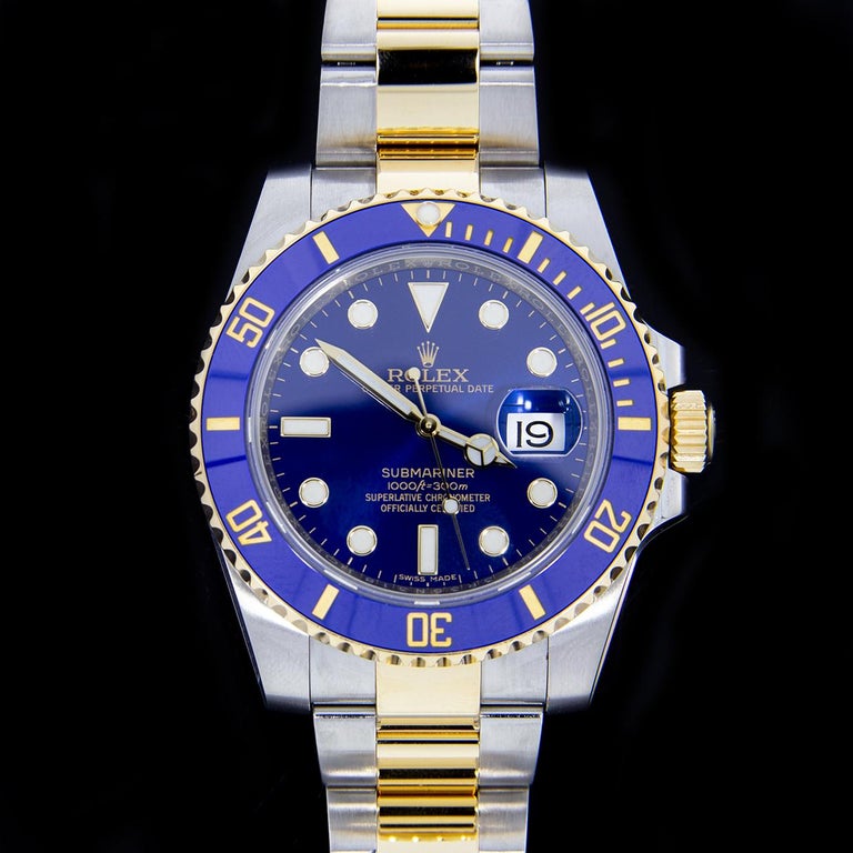 Rolex Two-Tone Submariner Watch with Blue Dial, Model 116613LB at 1stDibs