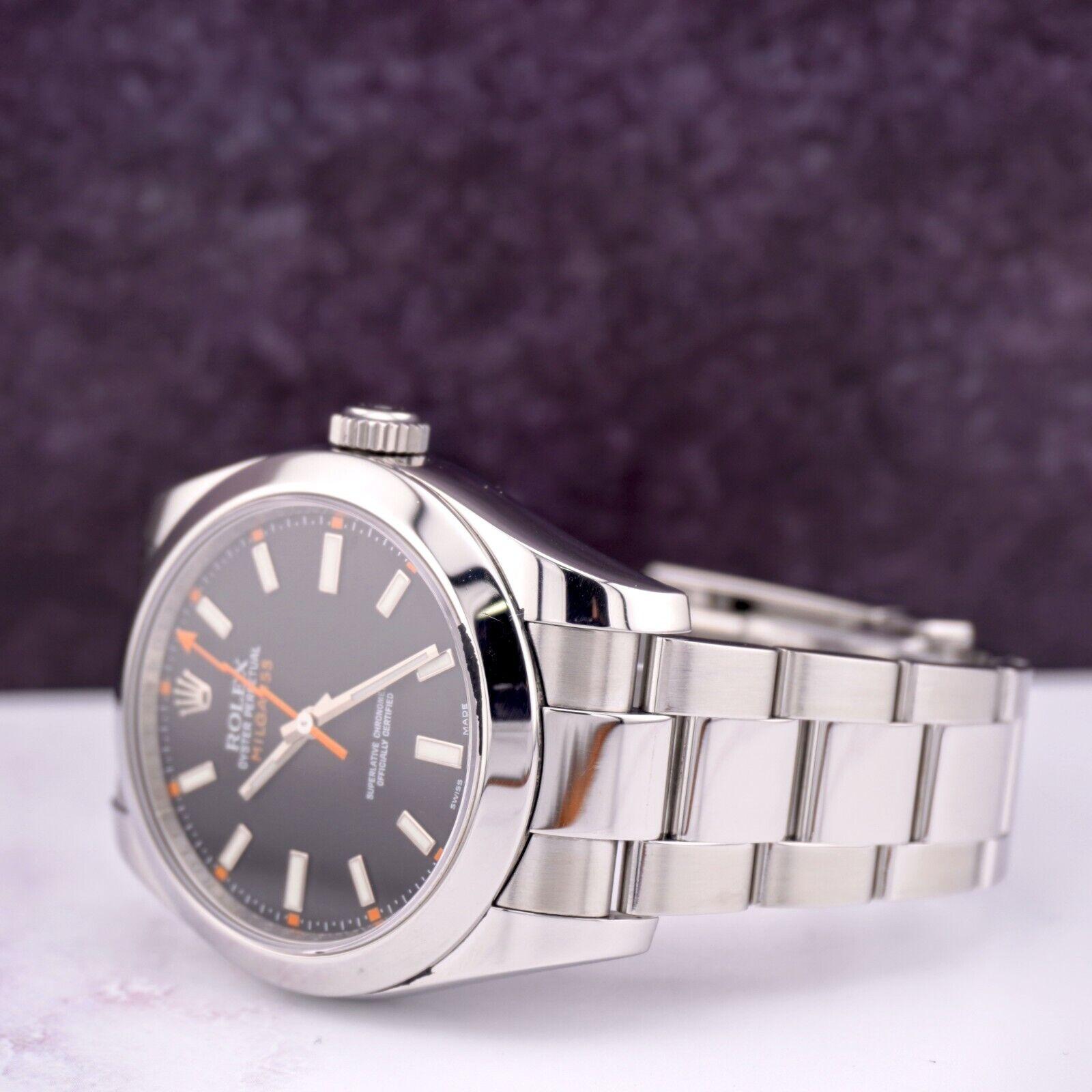 Rolex 40mm Milgauss Men's Black Dial Steel Thunderbolt Watch BOX and ...