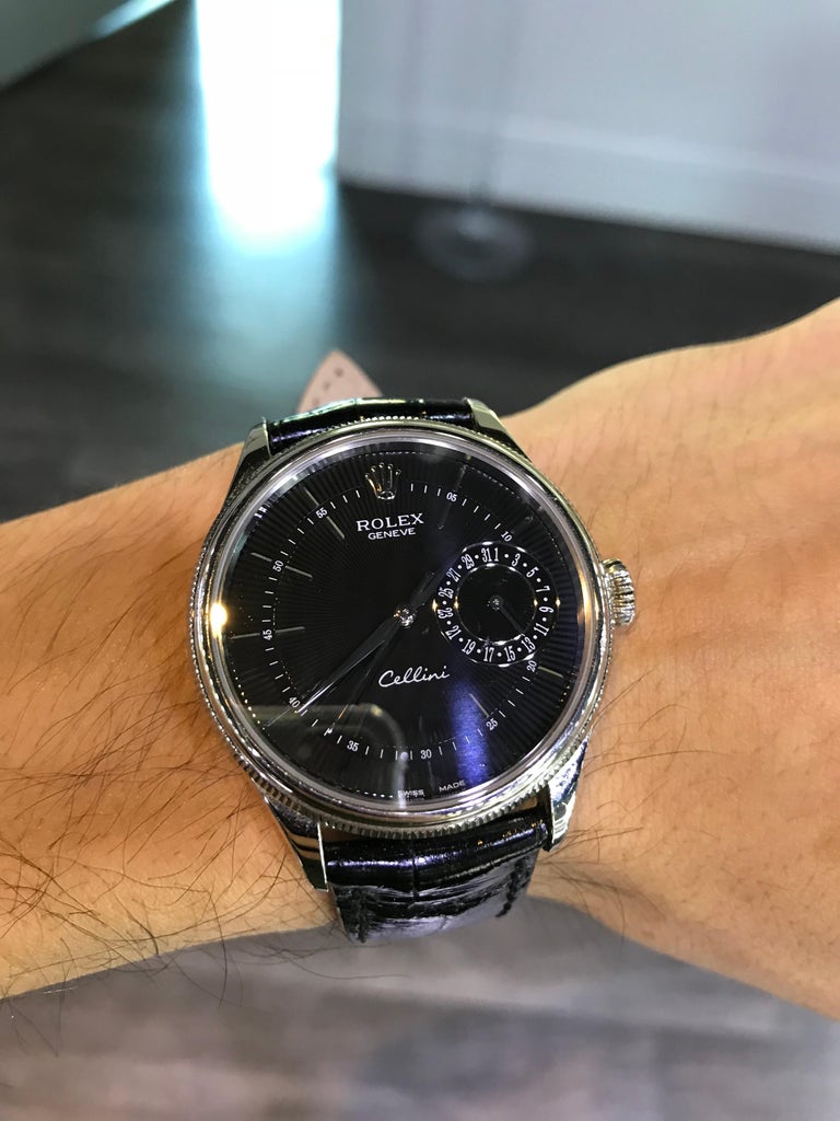 Rolex 50519 Cellini Black Dial Guilloche Watch at 1stDibs