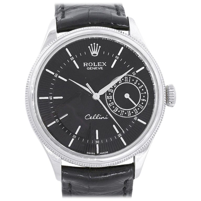 Rolex 50519 Cellini Black Dial Guilloche Watch at 1stDibs