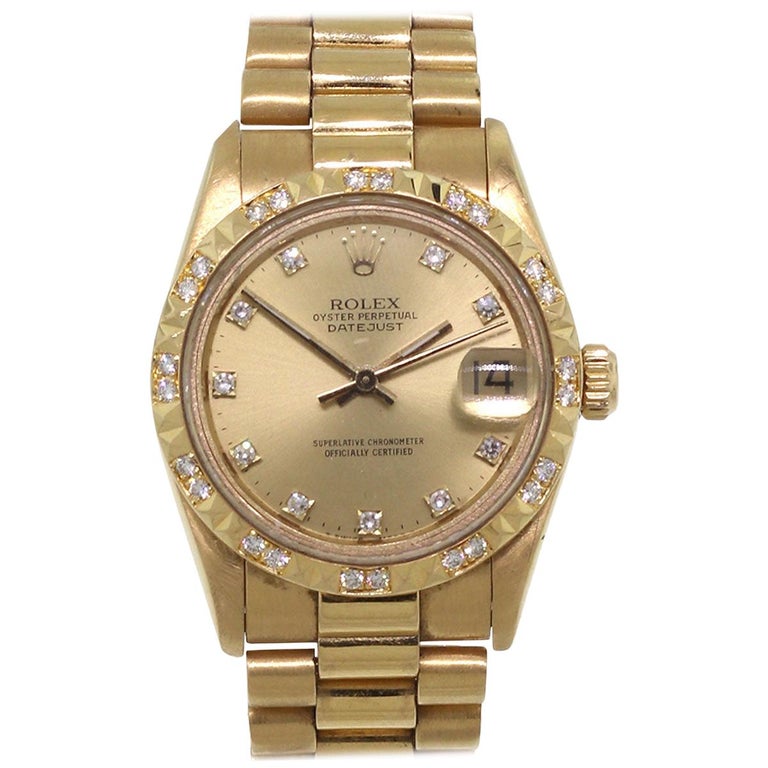 Rolex 68258 Datejust Champagne Diamond Dial Watch 18 Karat in Stock at ...