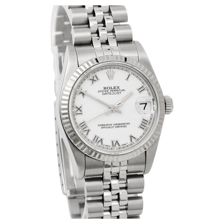 Rolex 68274 Midsize 31mm Datejust White Roman Numeral Dial Jubilee Band ...