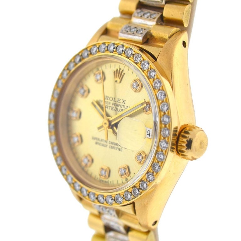 Rolex 6917 18 Karat Gold Ladies President Diamond Watch at 1stDibs