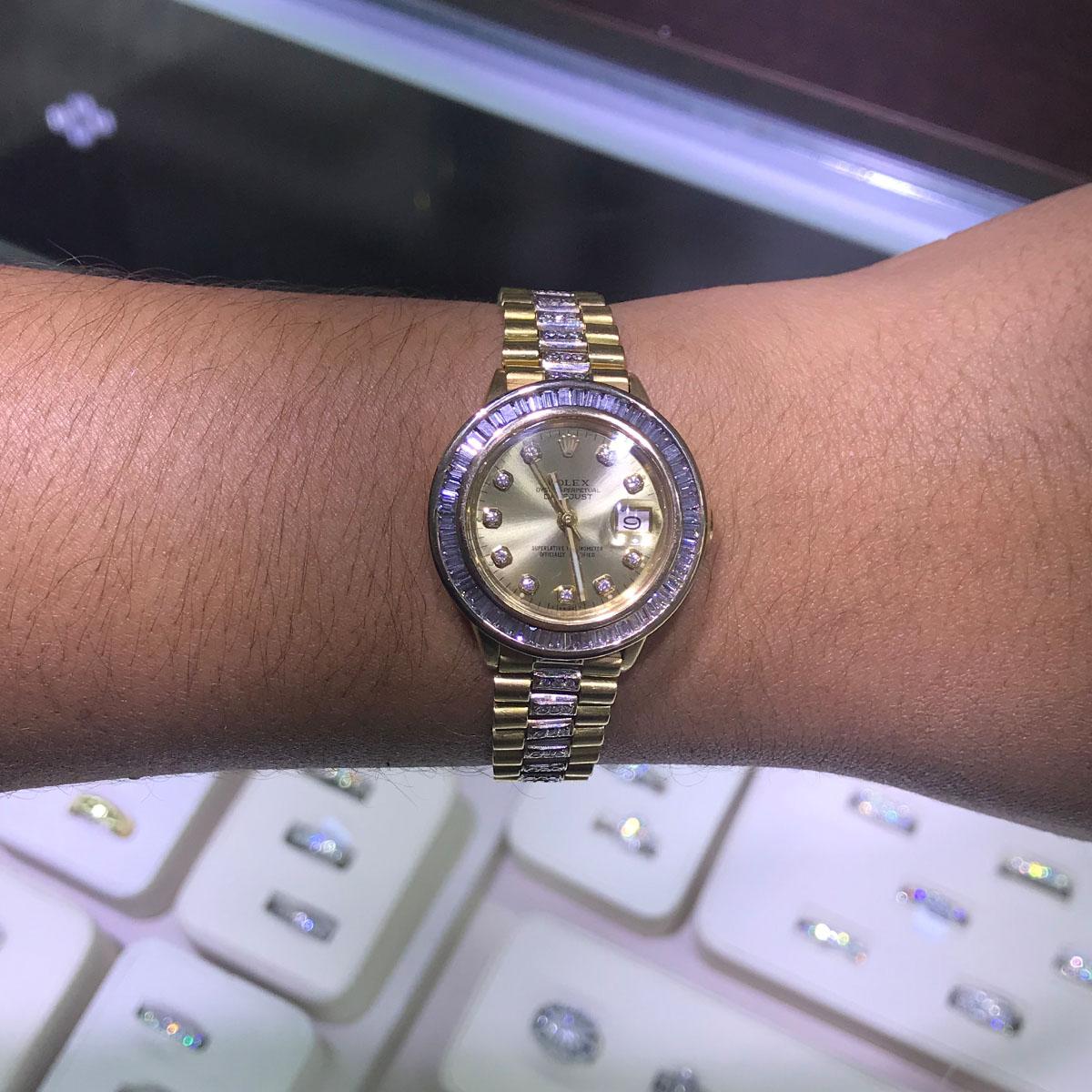 Rolex 6917 18 Karat Yellow Gold Ladies President Diamond Watch at 1stDibs