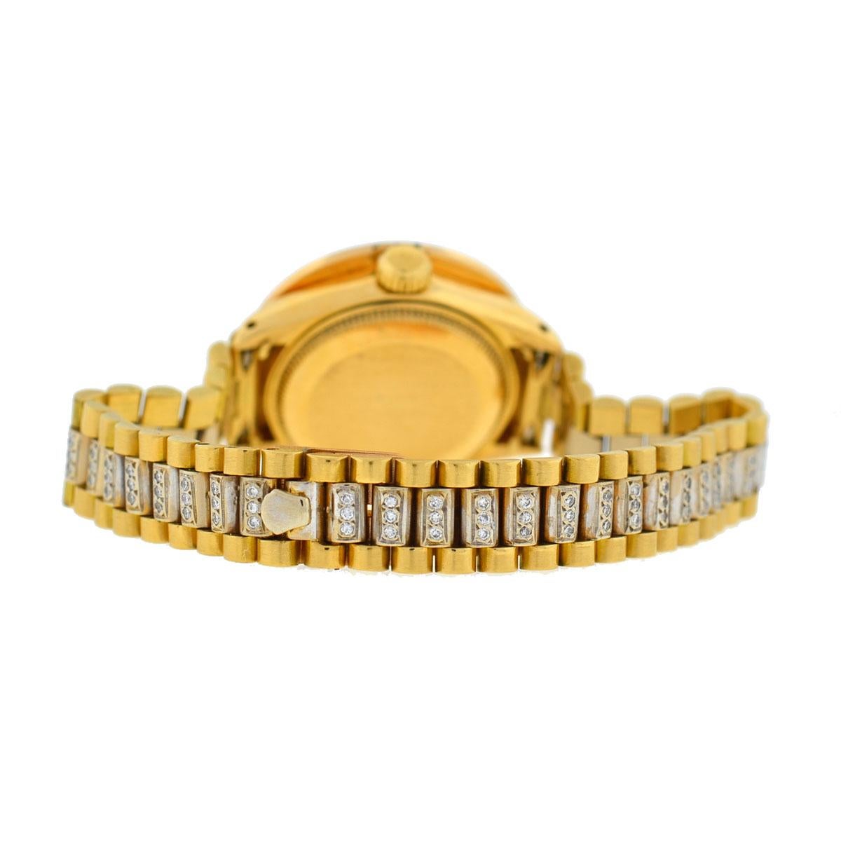 Rolex 6917 18 Karat Yellow Gold Ladies President Diamond Watch at 1stDibs