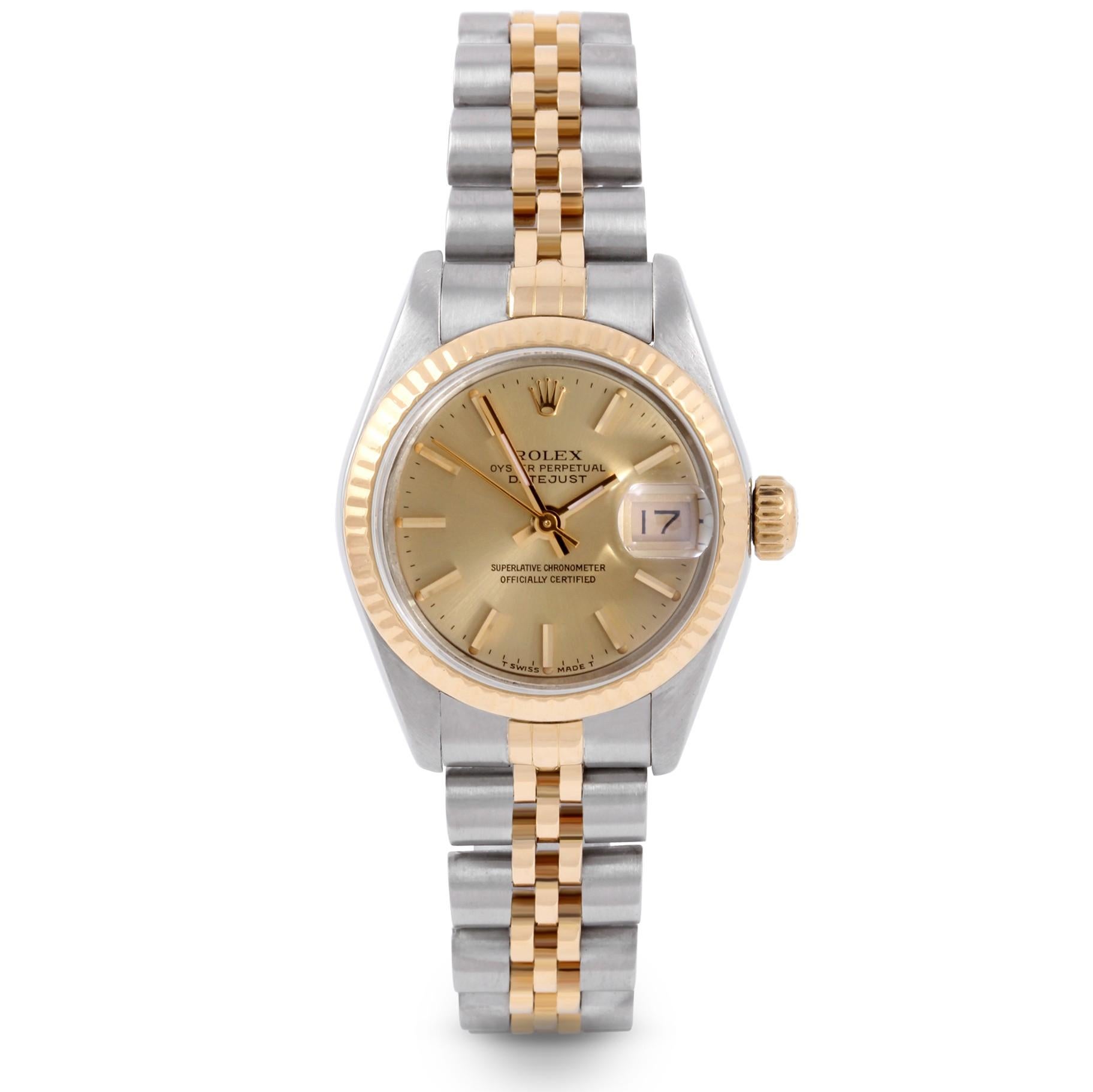 Rolex 6917 Ladies Datejust, Champagne Stick, Fluted Bezel, Jubilee Band ...