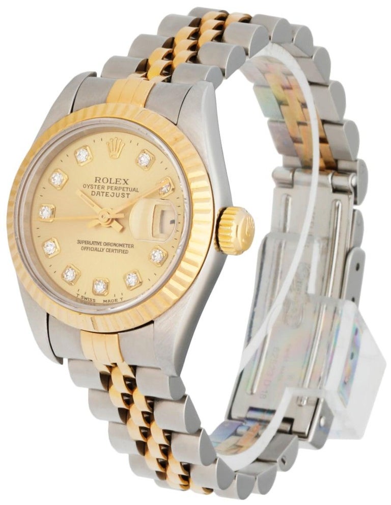 Rolex 69173 Diamond Dial Ladies Watch Box and Papers at 1stDibs